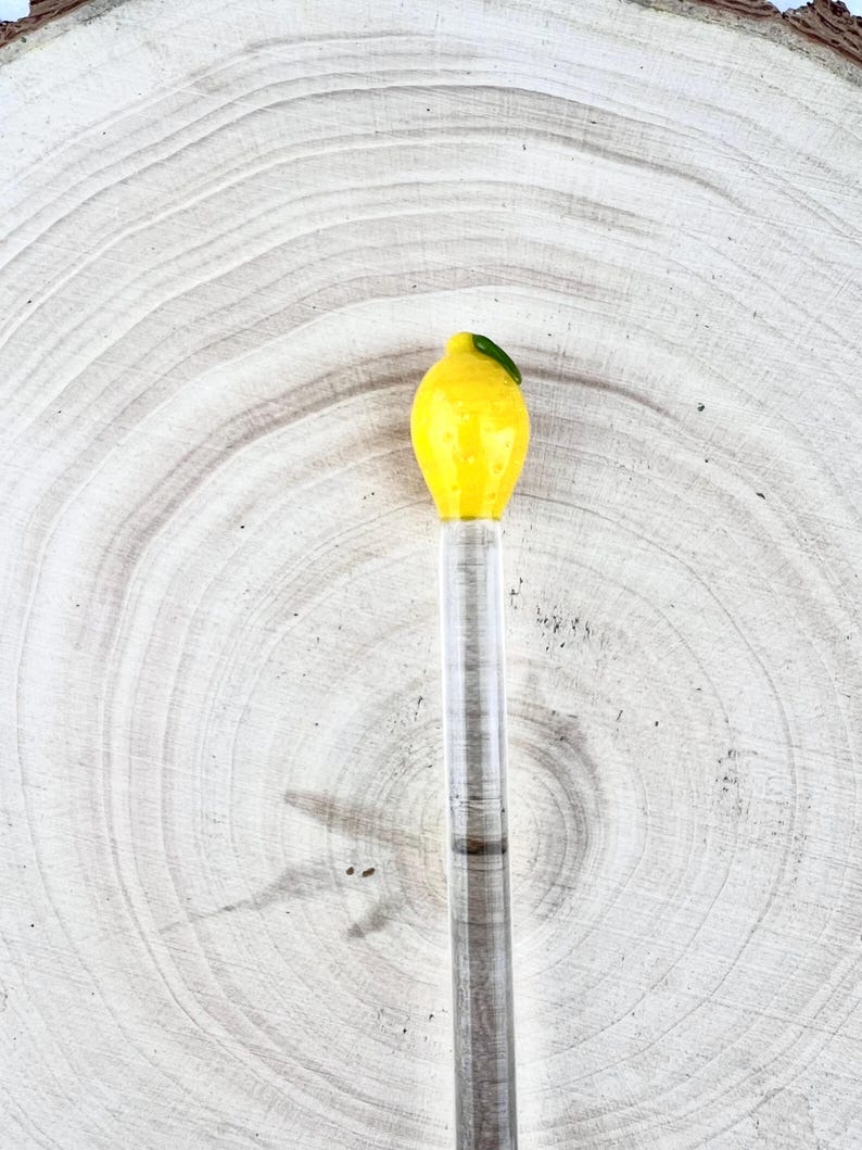 Handmade Glass Lemon Stir Stick: Custom Cocktail Swizzle Stick - Etsy