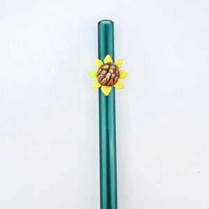Marble Sunflower on Teal GLASS STRAW - Custom Straws | Reusable Straws ...