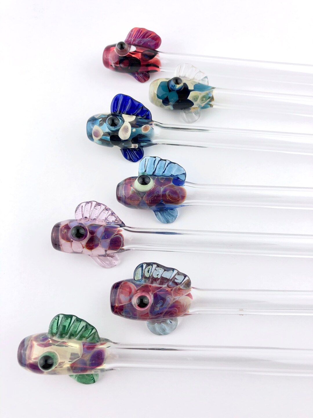 Fish GLASS STRAW Custom Straws Glass Straws Fish Straws Reusable Straws ...