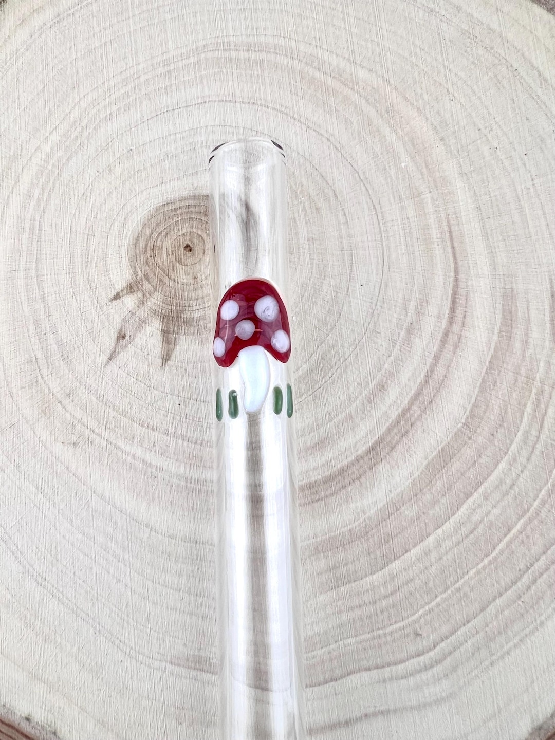 Handmade Mushroom Glass Straw: Custom Length and Width Reusable Straw ...