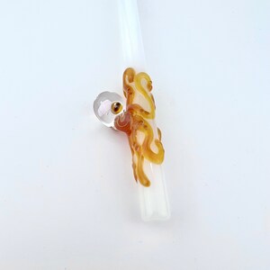 Opal Octopus on White GLASS STRAW Custom Straws Reusable Straws Opal ...