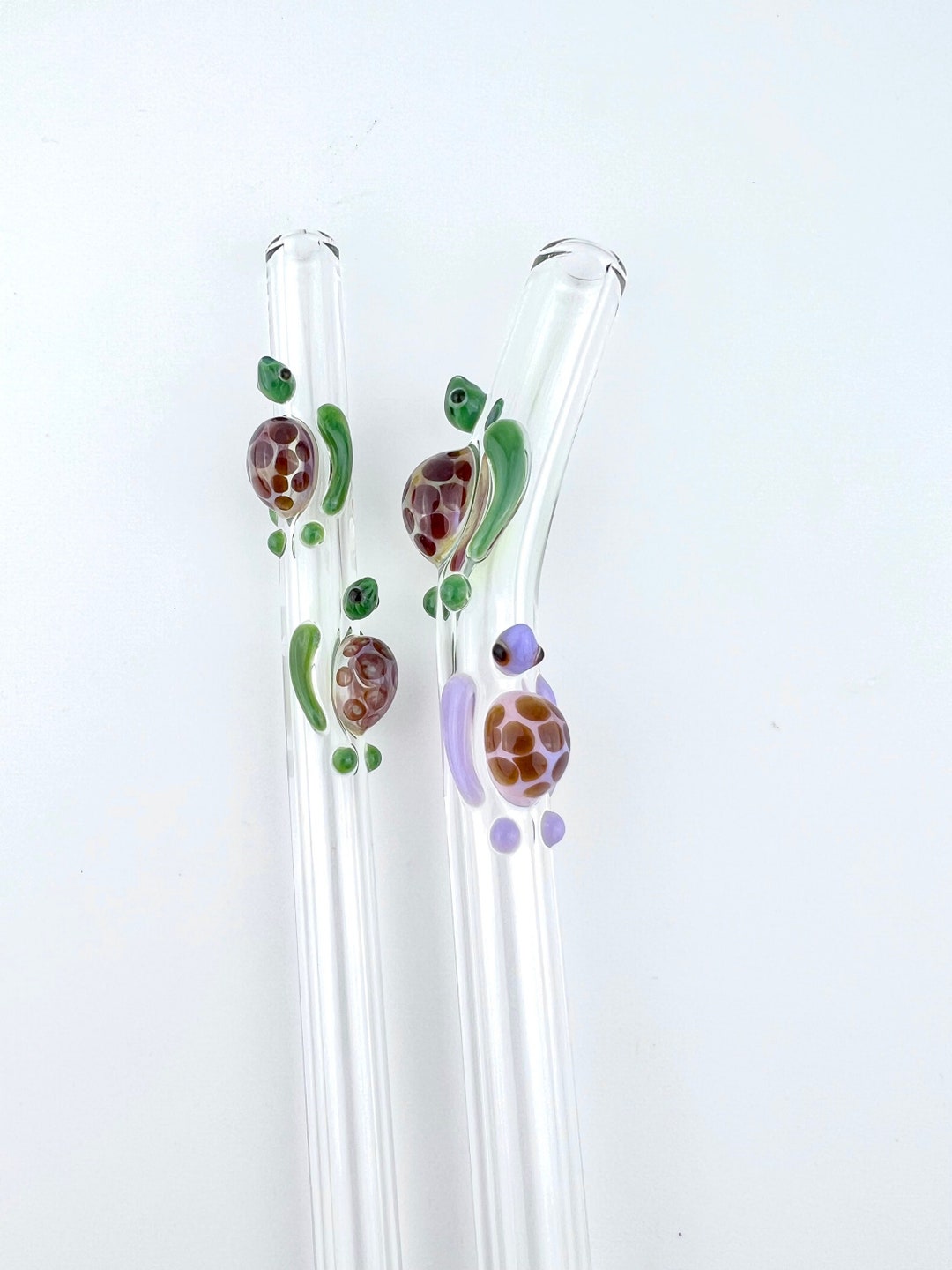 Double Turtle GLASS STRAW Reusable Straw Glass Straws Turtle Straws ...