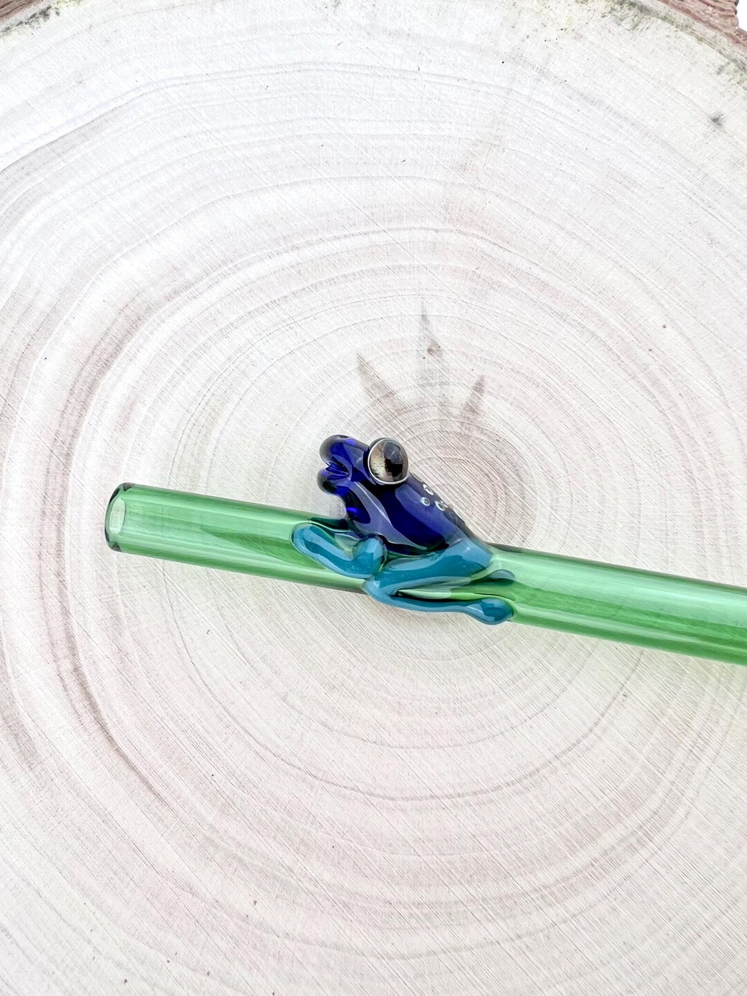 FROG on Green GLASS STRAW - Reusable Straws | Glass Straws | Glass ...