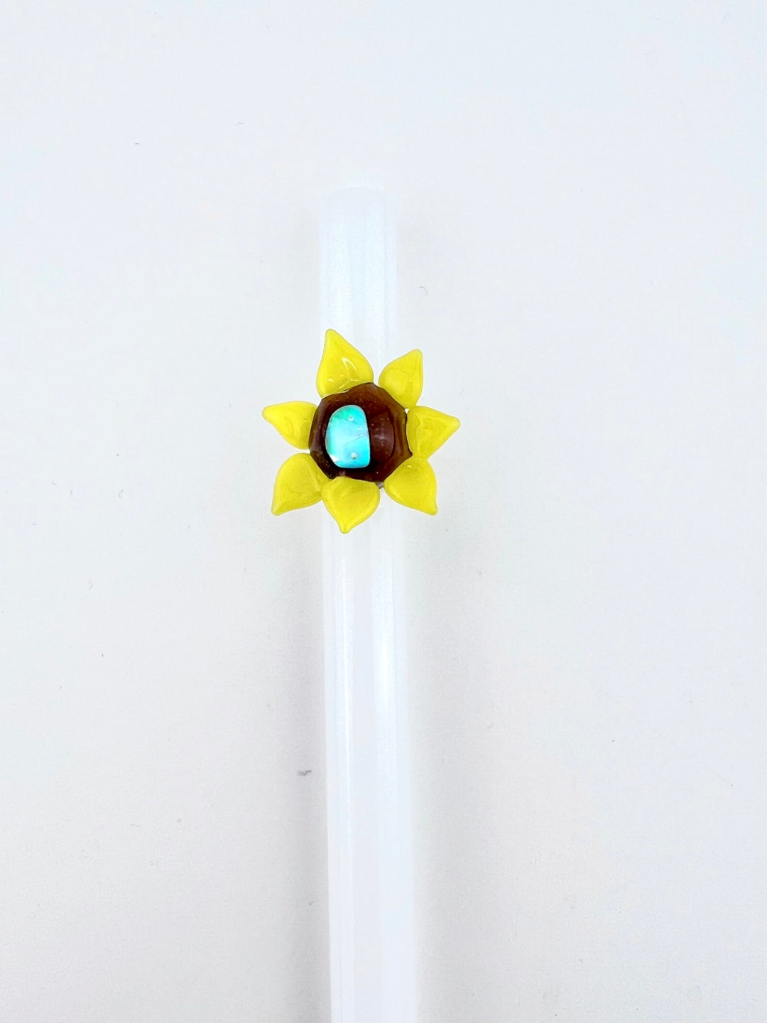Opal Sunflower Glass Straw: Handmade Reusable Drinking Straw - Etsy