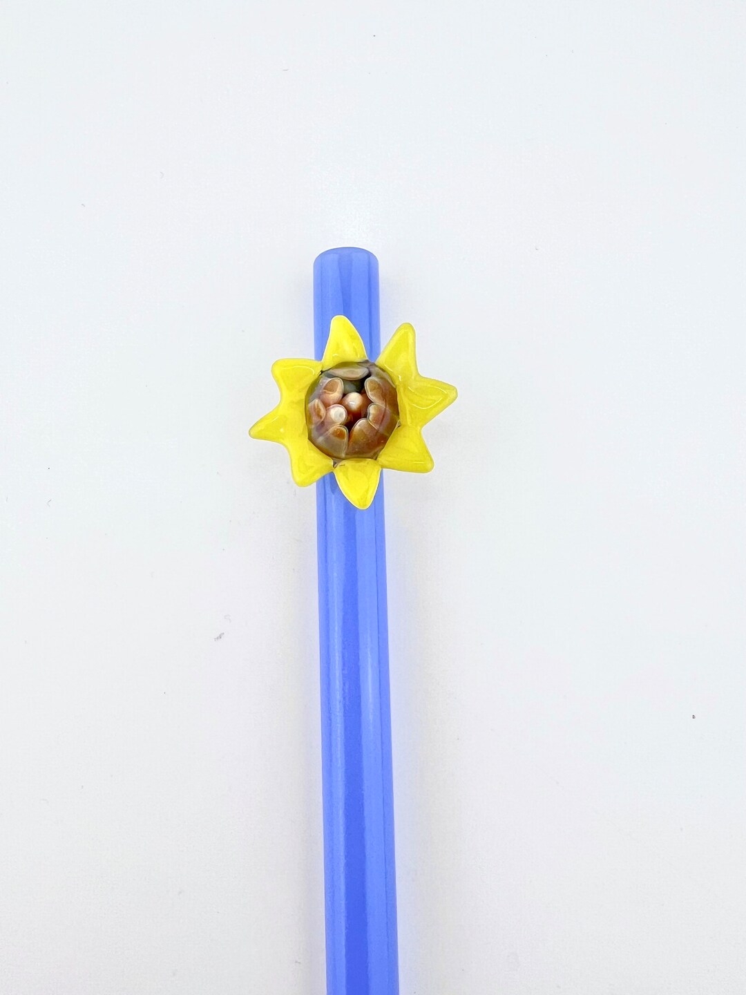 Marble Sunflower on Milky Blue GLASS STRAW - Custom Straws | Reusable ...