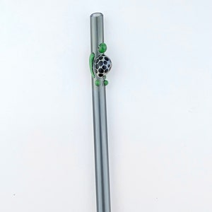 TURTLE on Gray GLASS STRAW - Reusable Straws | Glass Straws ...