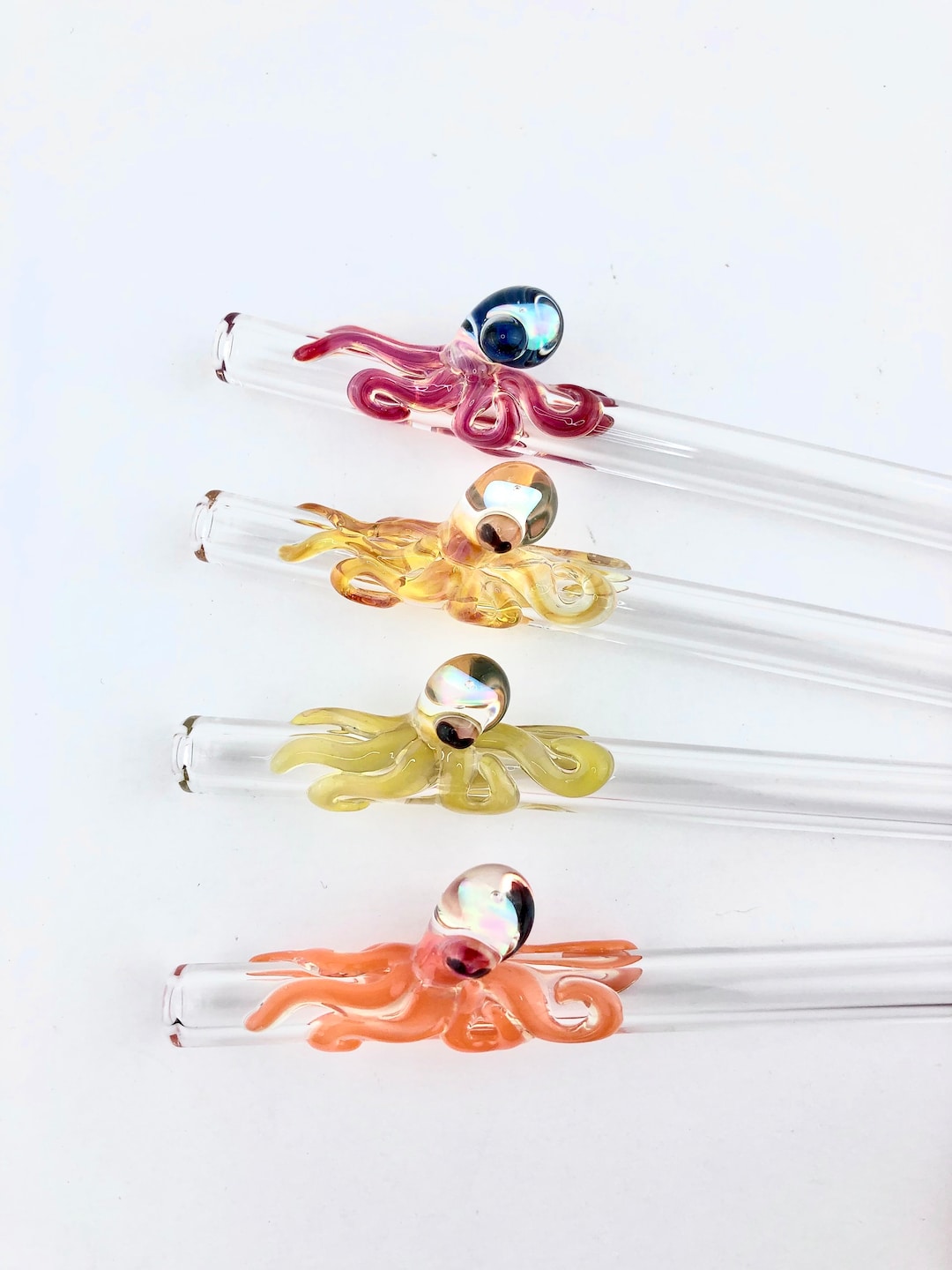 Opal Octopus Glass Straw Pack: Handmade Reusable Drinking Straws - Etsy