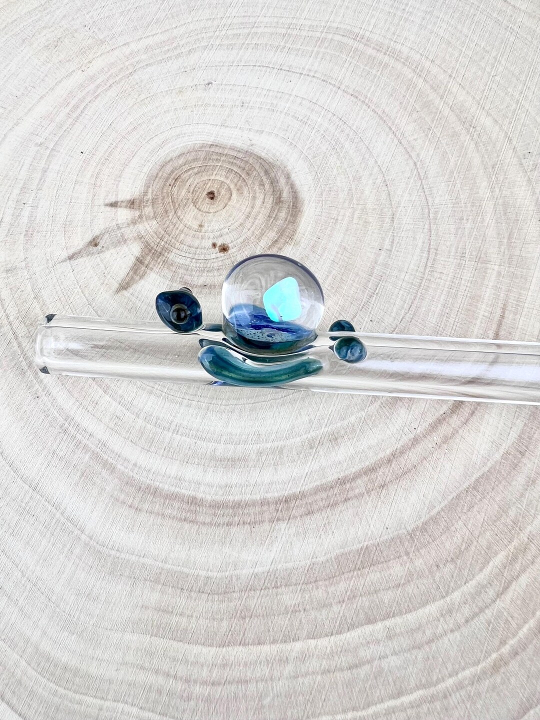 Opal Turtle Glass Straw: Handmade Reusable Straw, Custom Width and ...