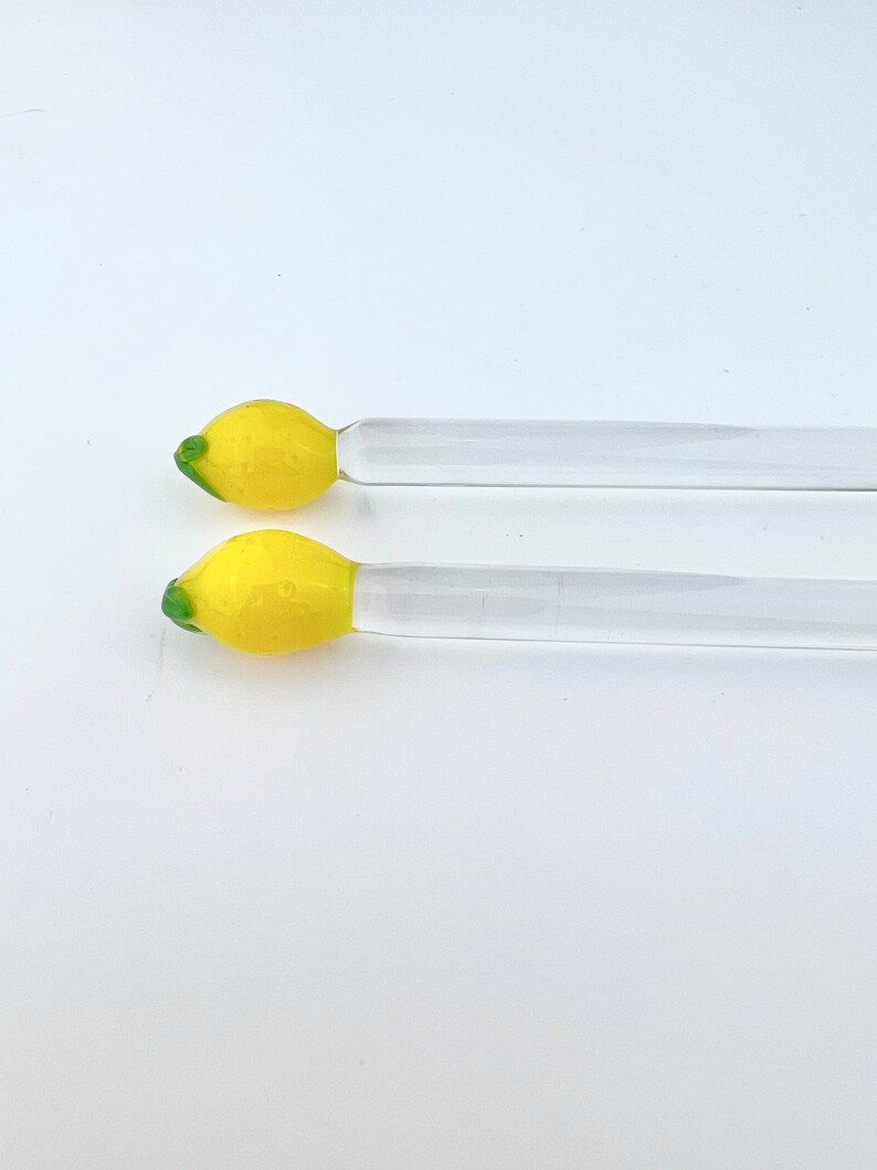 Handmade Glass Lemon Stir Stick: Custom Cocktail Swizzle Stick - Etsy