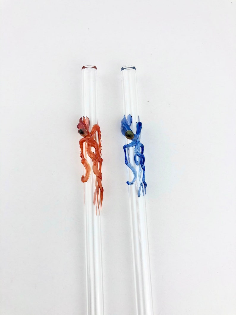 Squid GLASS STRAW Reusable Straws Glass Straws Glass | Etsy