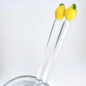 Handmade Glass Lemon Stir Stick: Custom Cocktail Swizzle Stick - Etsy