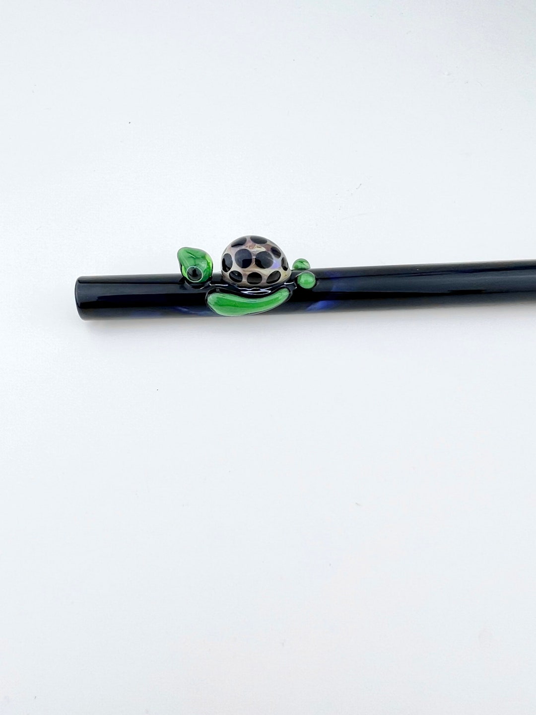 TURTLE on Black GLASS STRAW - Reusable Straws | Glass Straws | Eco ...