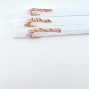 Candy Cane on White GLASS STRAW - Custom Straws | Reusable Straws ...