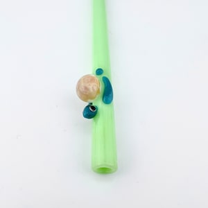 TURTLE on Milky Green GLASS STRAW - Reusable Straws | Glass Straws ...