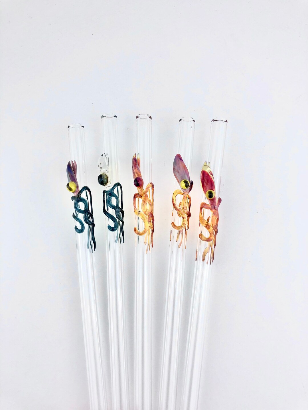 Squid GLASS STRAW Reusable Straws Glass Straws Squid - Etsy