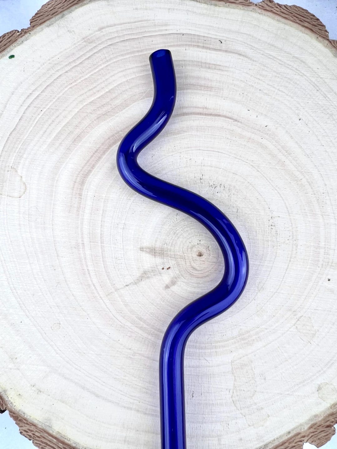 Dark Blue Crazy Glass Straw: Reusable Bendy Straw, Made to Order - Etsy