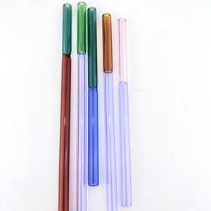 Two Toned Colored GLASS STRAW - Choose Your Two Colors | Reusable ...