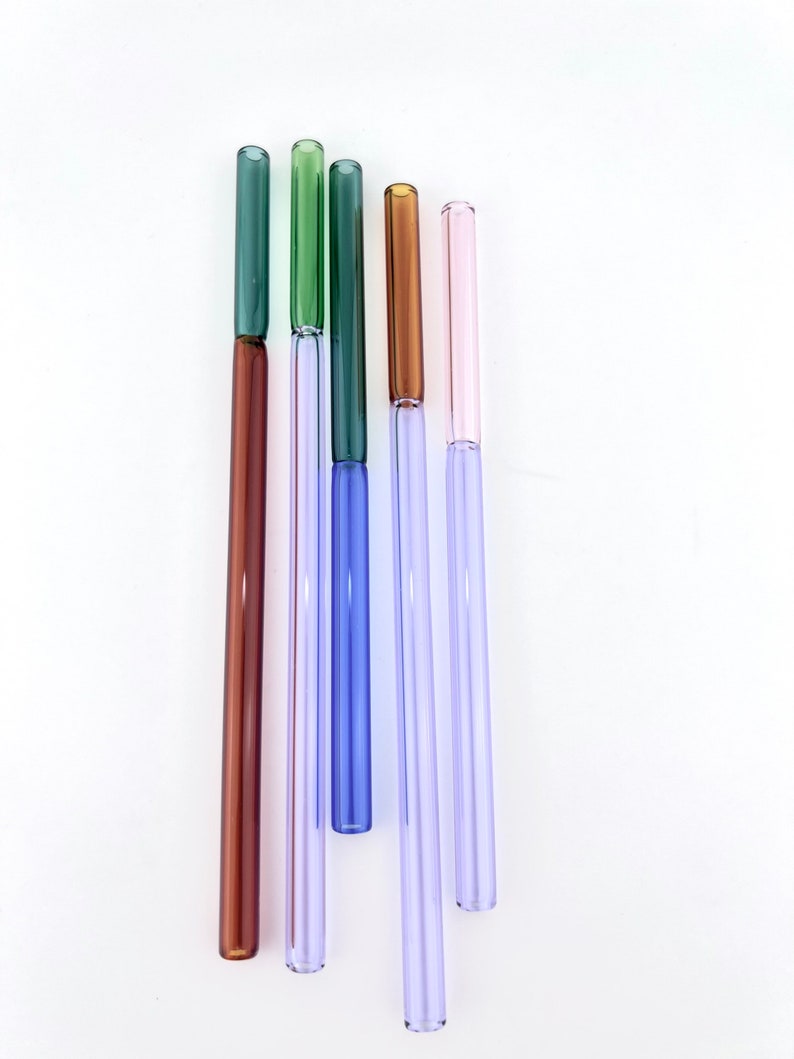 Two Toned Colored GLASS STRAW Choose Your Two Colors - Etsy