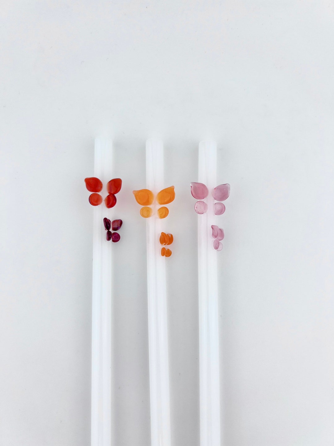 Butterfly on White GLASS STRAW - Custom Straws | Reusable Straws ...