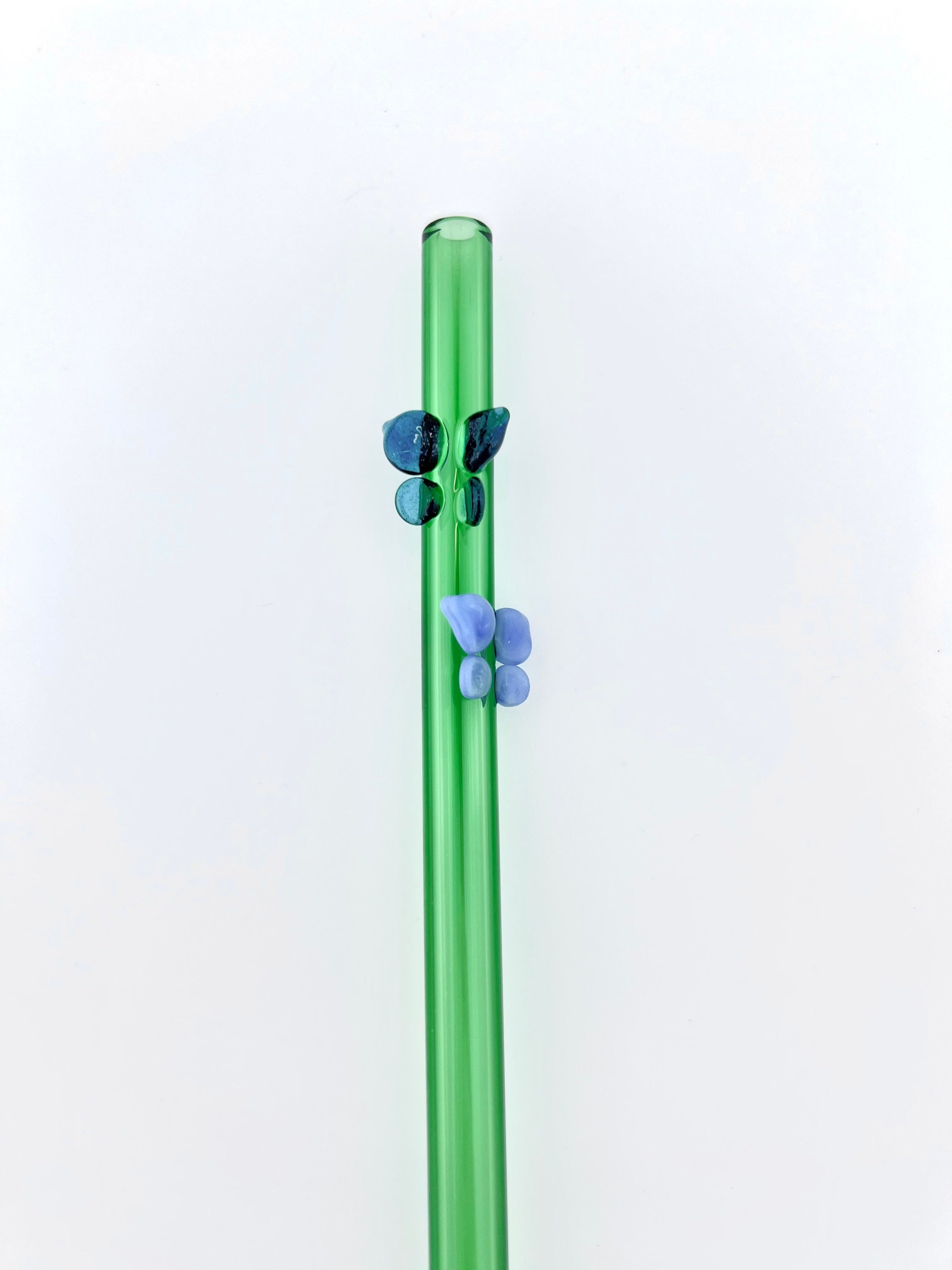 Butterfly on Green GLASS STRAW - Custom Straws | Reusable Straws ...