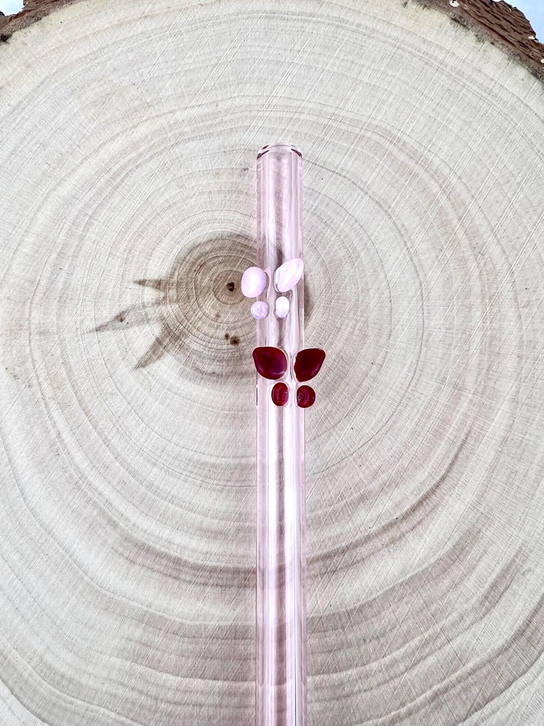 Butterfly on Pink GLASS STRAW - Custom Straws | Reusable Straws | Glass ...