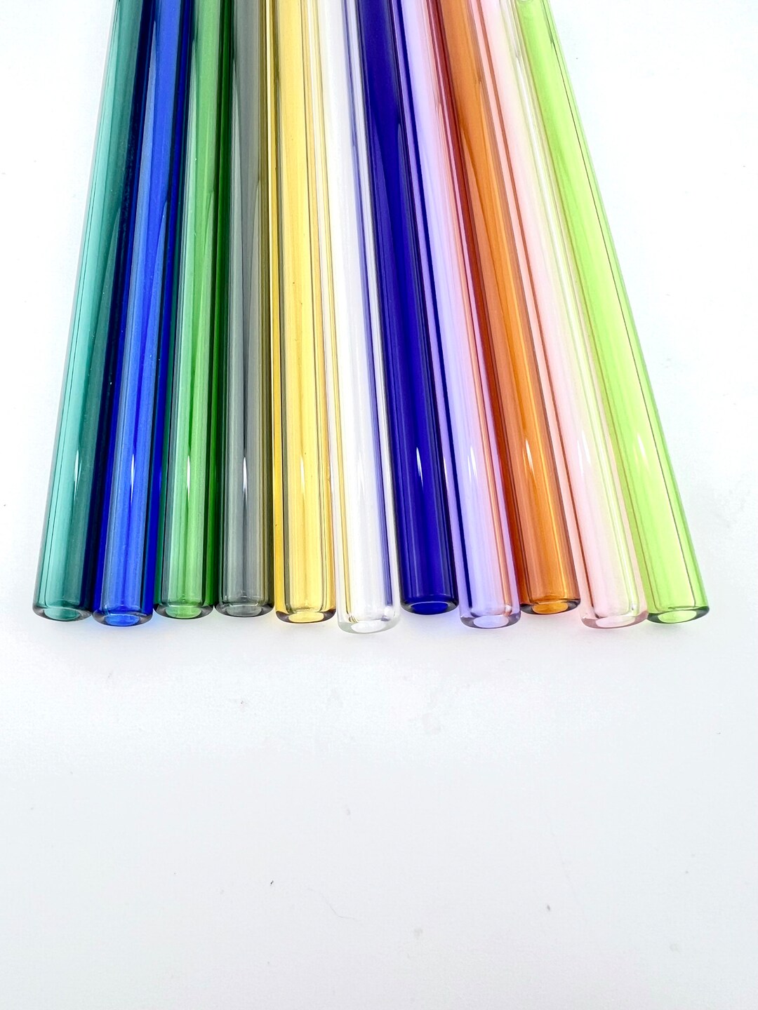 11 Translucent Pack of Colored Glass Straws Party Favors Reusable ...