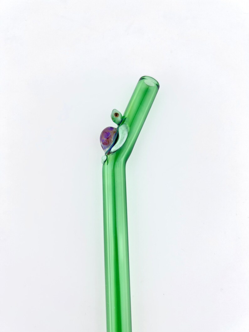TURTLE on Green GLASS STRAW Reusable Straws Glass Straws - Etsy