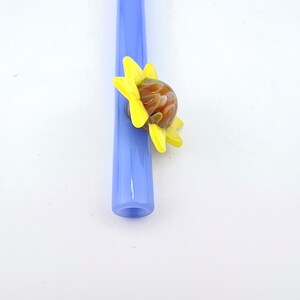 Marble Sunflower on Milky Blue GLASS STRAW - Custom Straws | Reusable ...