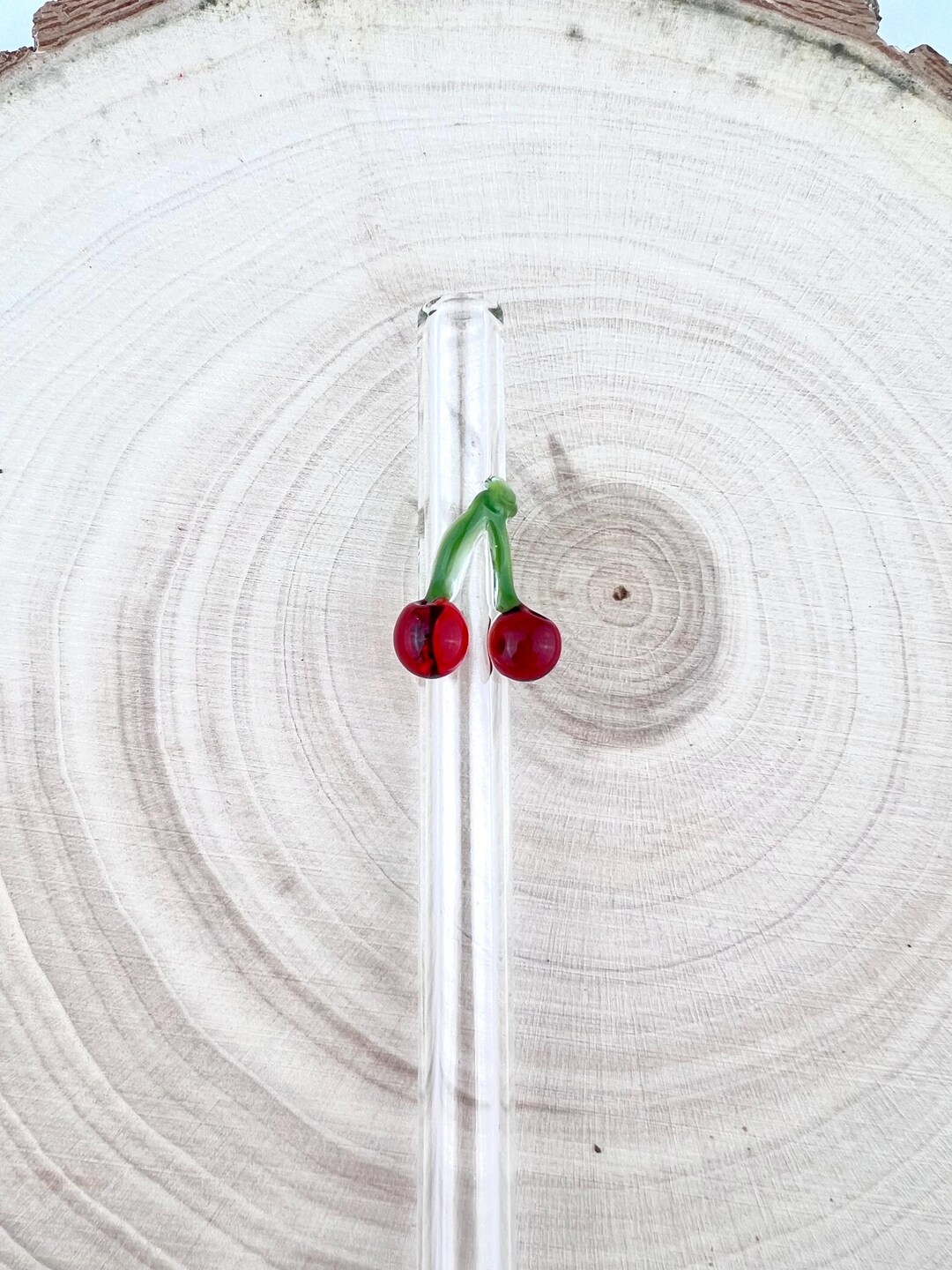 1 Cherry GLASS STRAW - Reusable Straws | Glass Straws | Cherry Straws ...