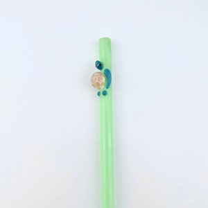 TURTLE on Milky Green GLASS STRAW - Reusable Straws | Glass Straws ...