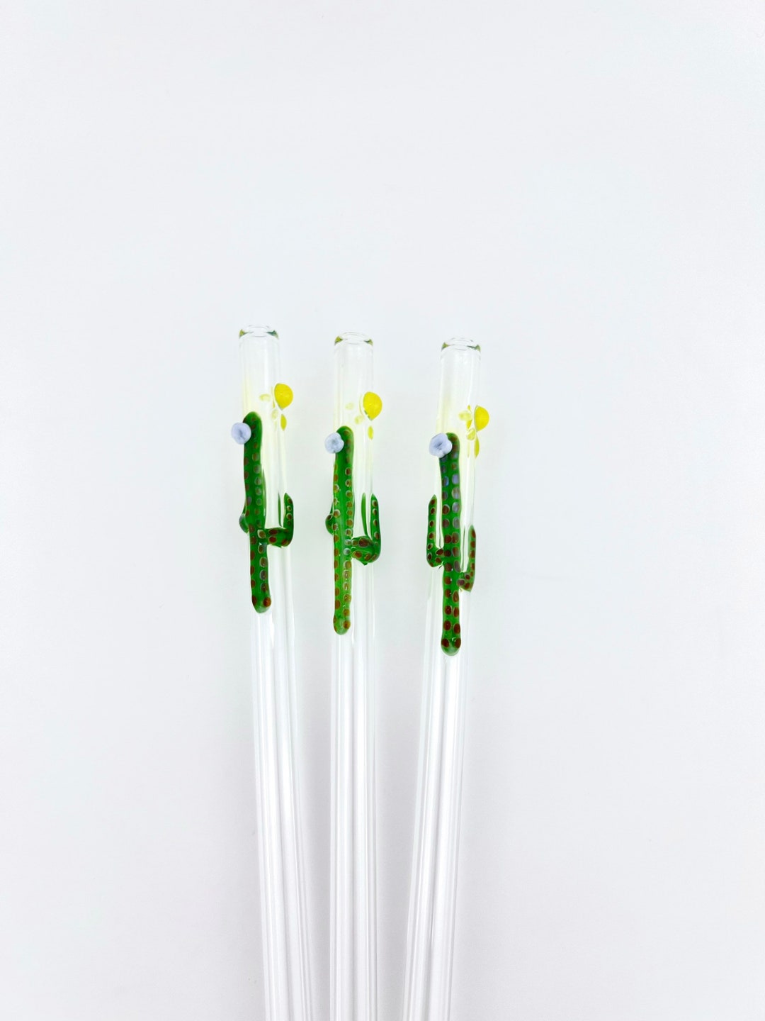 Saguaro CACTUS GLASS STRAW Reusable Straws Glass Straws Cactus Straws ...