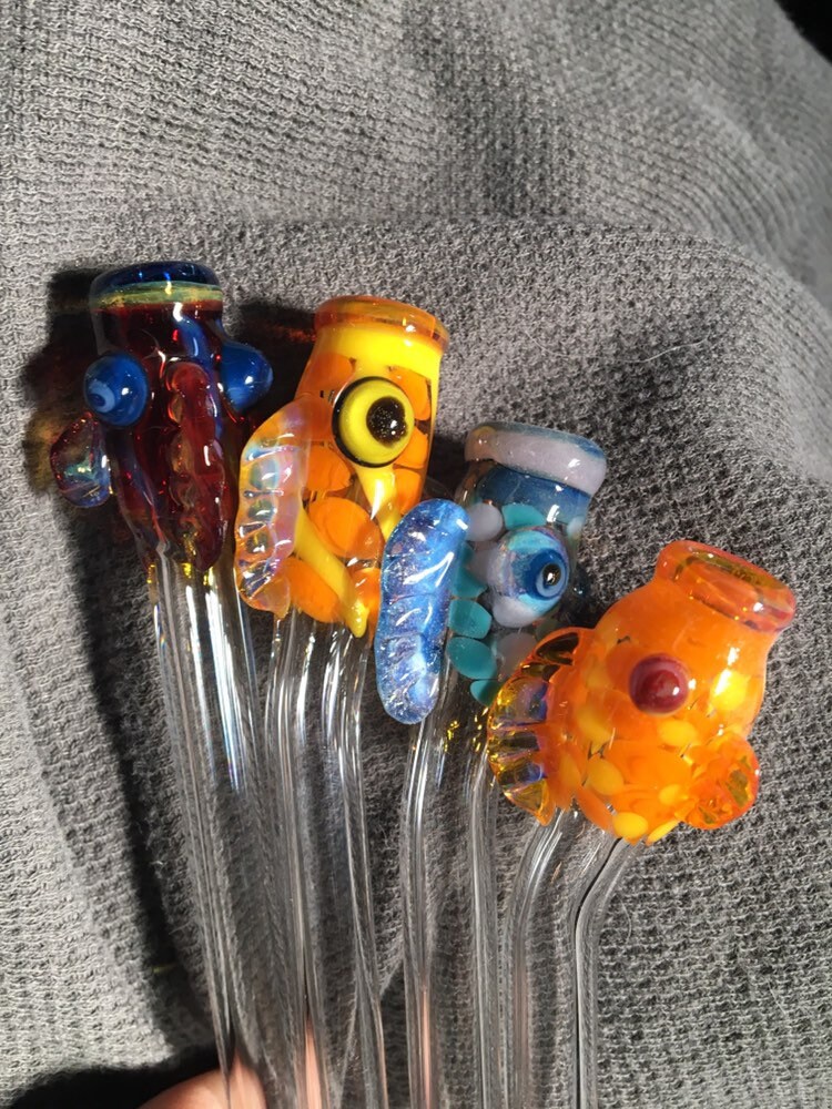 Fish GLASS STRAWS - Custom Reusable Straws | Glass Drinking Straw ...