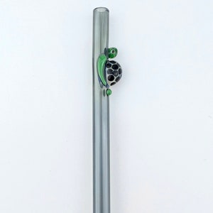 TURTLE on Gray GLASS STRAW - Reusable Straws | Glass Straws ...