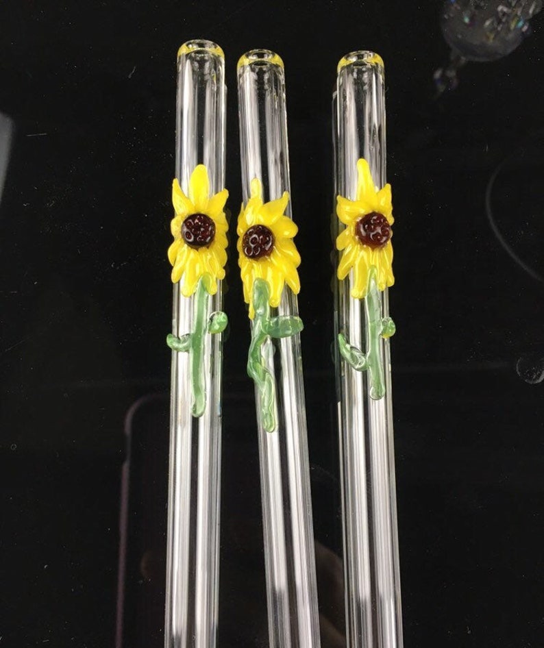 Sunflower GLASS STRAW Reusable Straws Eco Friendly Straw | Etsy