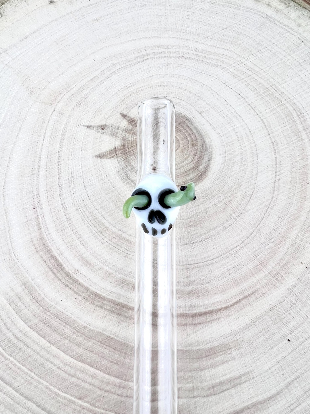 Skull and Snake GLASS STRAW - Custom Straw | Reusable Straws | Glass ...