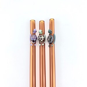 TURTLE on Amber GLASS STRAW - Reusable Straws | Glass Straws | Eco ...