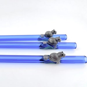Manatee on Light Blue GLASS STRAW - Custom Straws | Reusable Straws ...