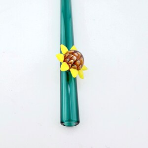 Marble Sunflower on Teal GLASS STRAW - Custom Straws | Reusable Straws ...