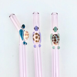 Handmade Pink Glass Straw: Turtle Design, Reusable, Eco Friendly - Etsy