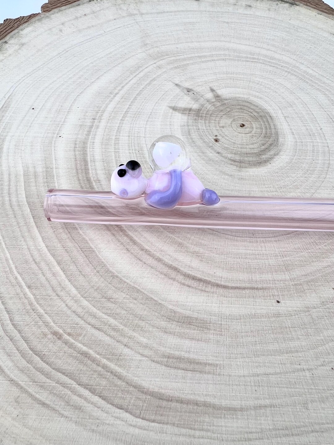 Opal OTTER on Pink GLASS STRAW - Reusable Straws | Glass Straws | Eco ...