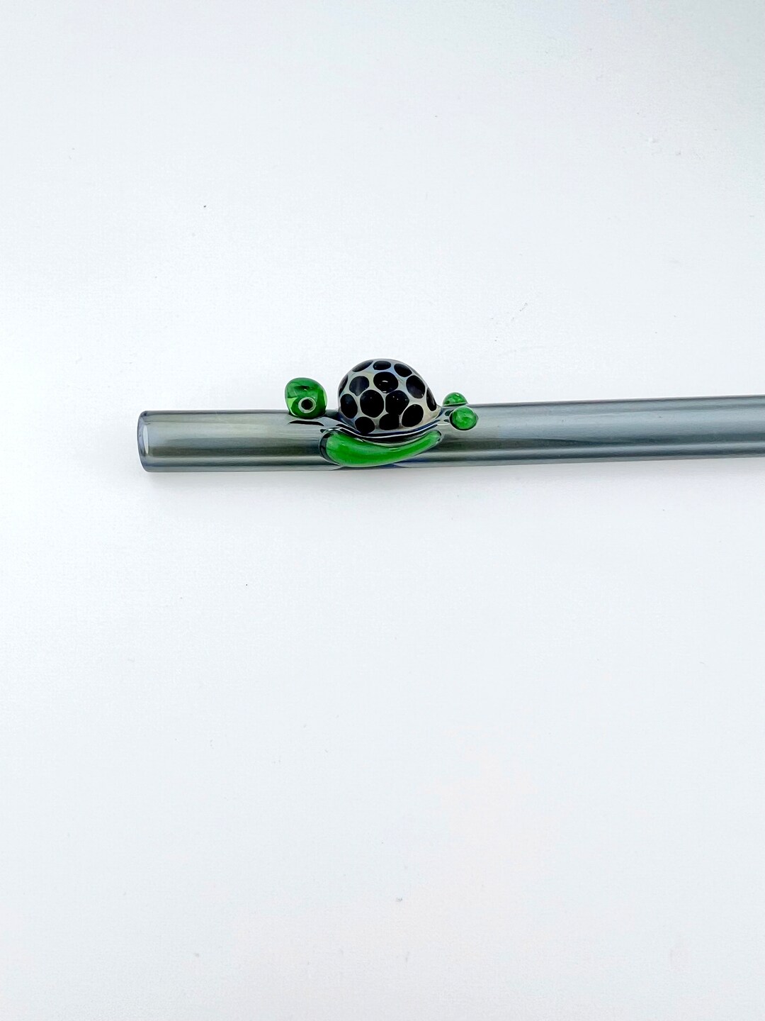 TURTLE on Gray GLASS STRAW Reusable Straws Glass Straws Sustainable ...