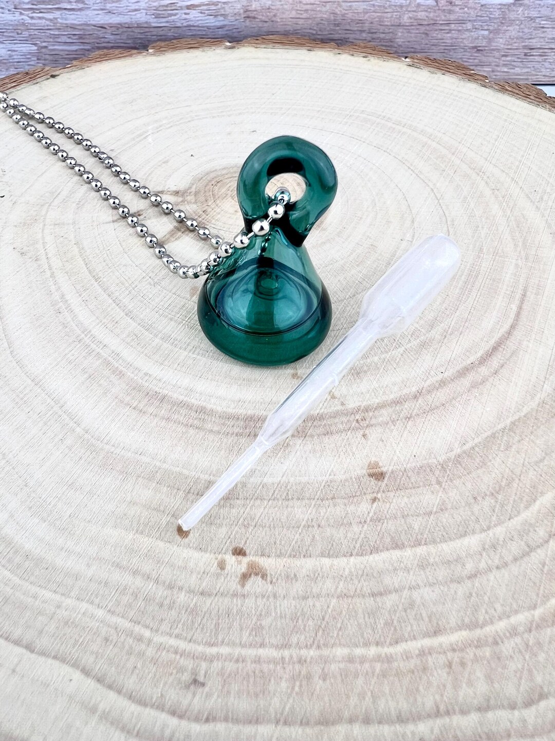 Teal Essential Oil Diffuser Pendant Necklace: Handmade Glass ...