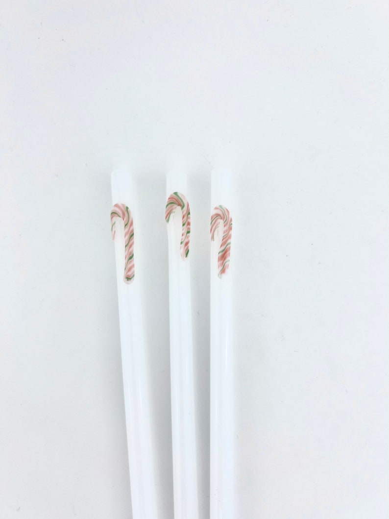 Candy Cane on White GLASS STRAW Custom Straws Reusable - Etsy