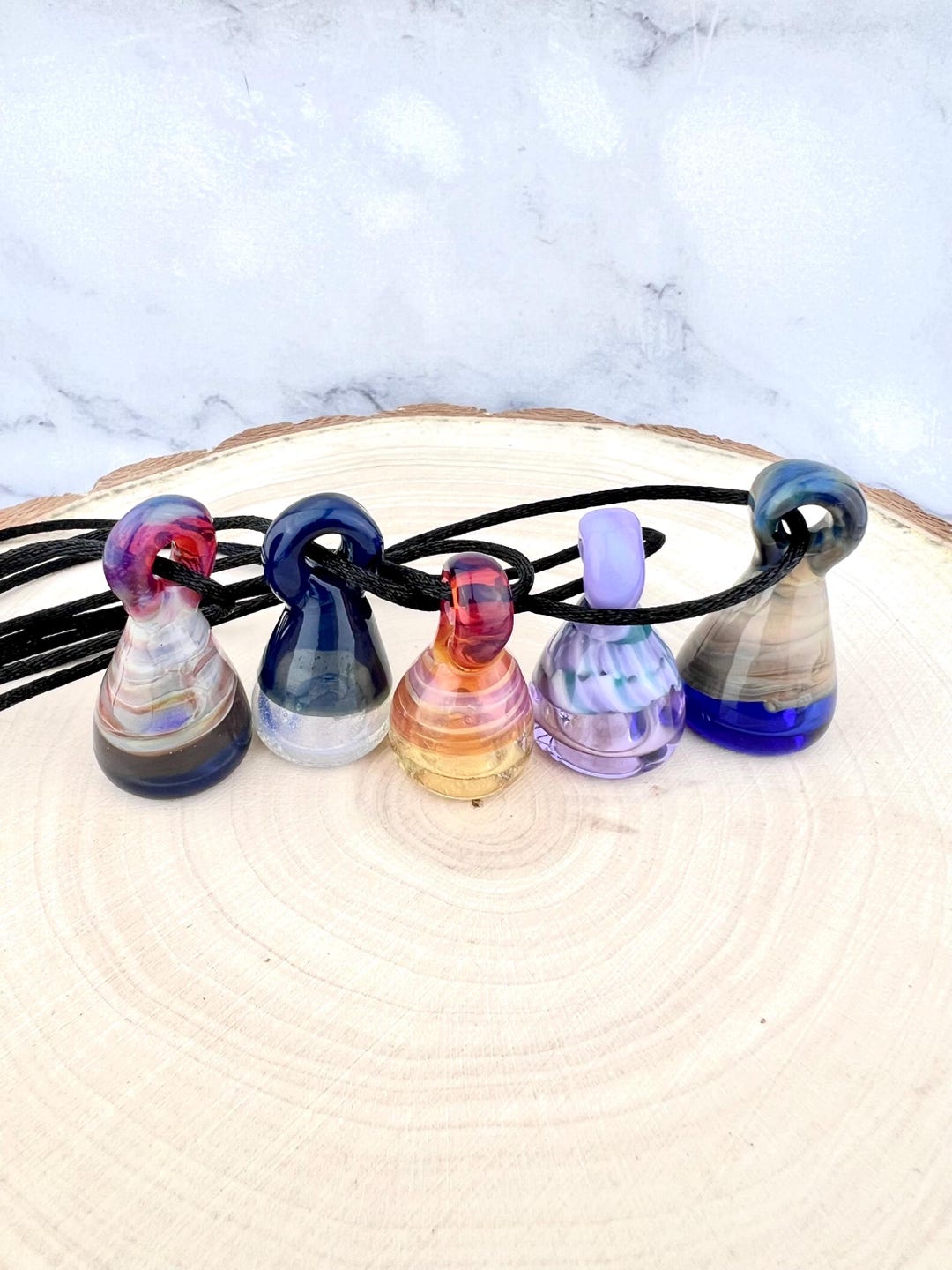 Glass Essential Oil Diffuser Pendant Necklace - Handmade Custom Color ...