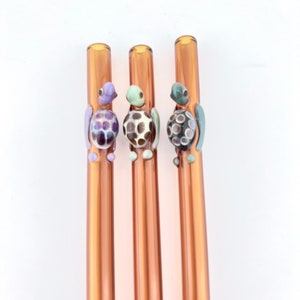 TURTLE on Amber GLASS STRAW - Reusable Straws | Glass Straws | Eco ...