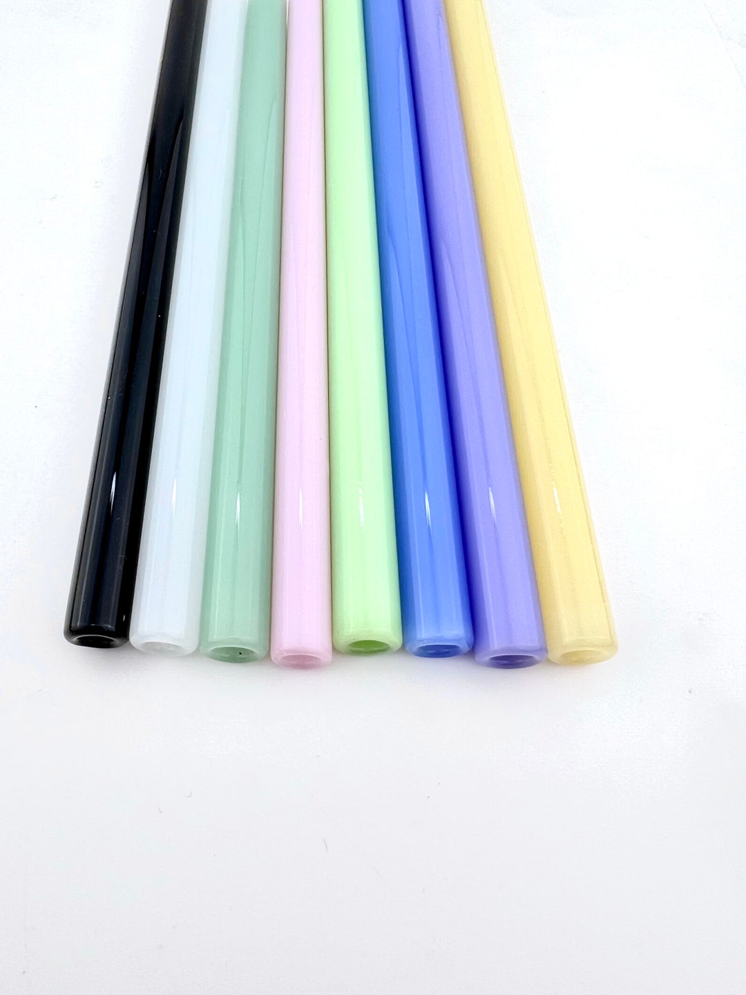 9 Opaque Pack of Colored Glass Straws Party Favors Reusable Straws Eco ...
