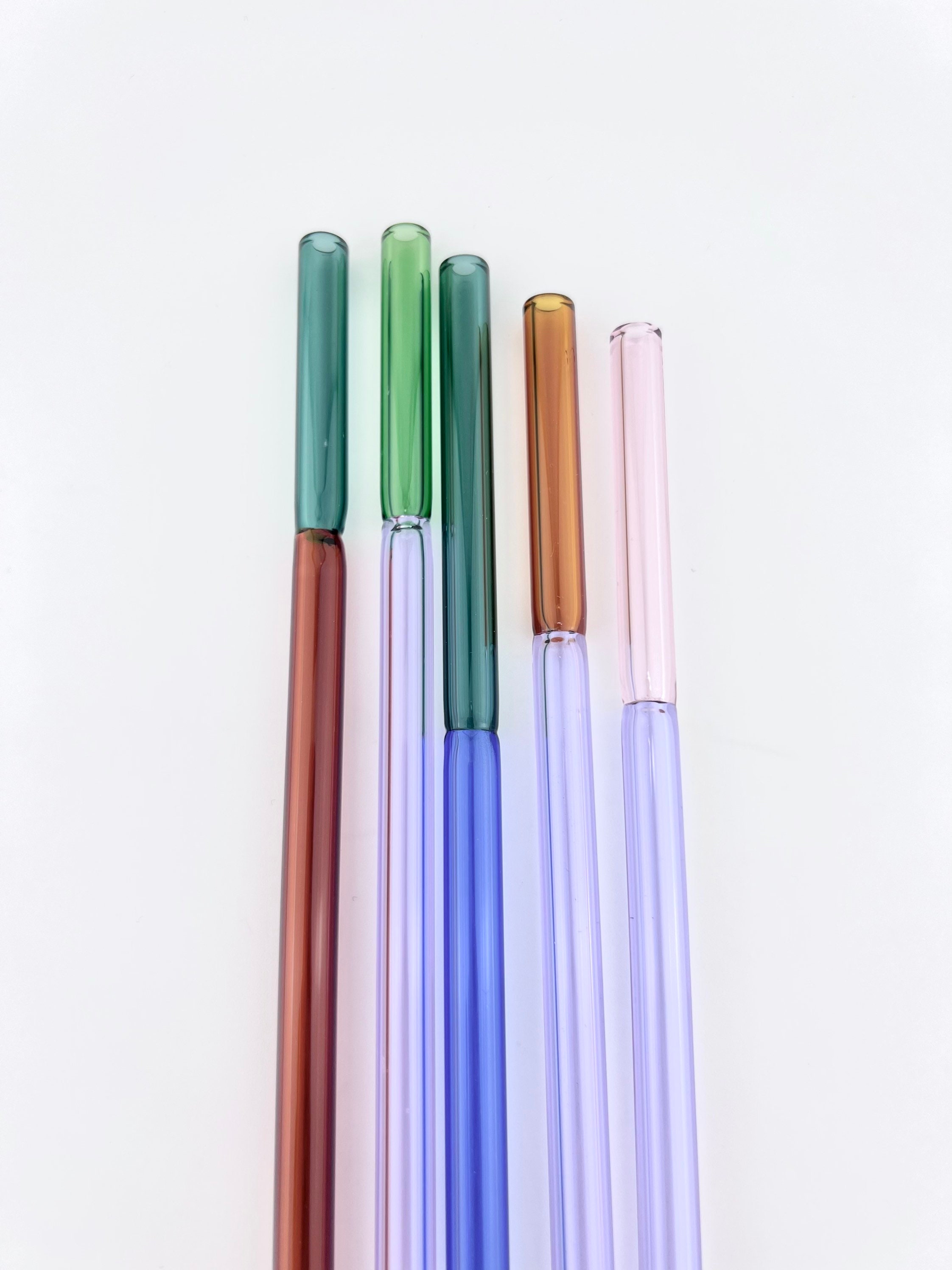 Two Toned Colored GLASS STRAW Choose Your Two Colors - Etsy
