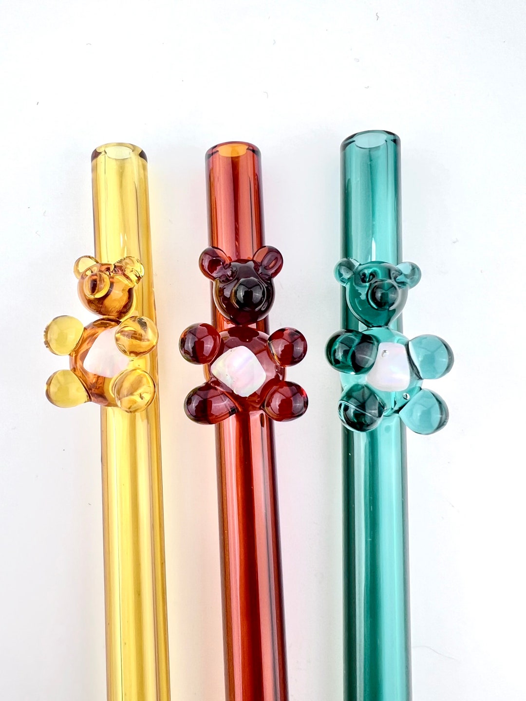 Opal Gummy Bear Colored GLASS STRAW - Custom Straws | Reusable Straws ...