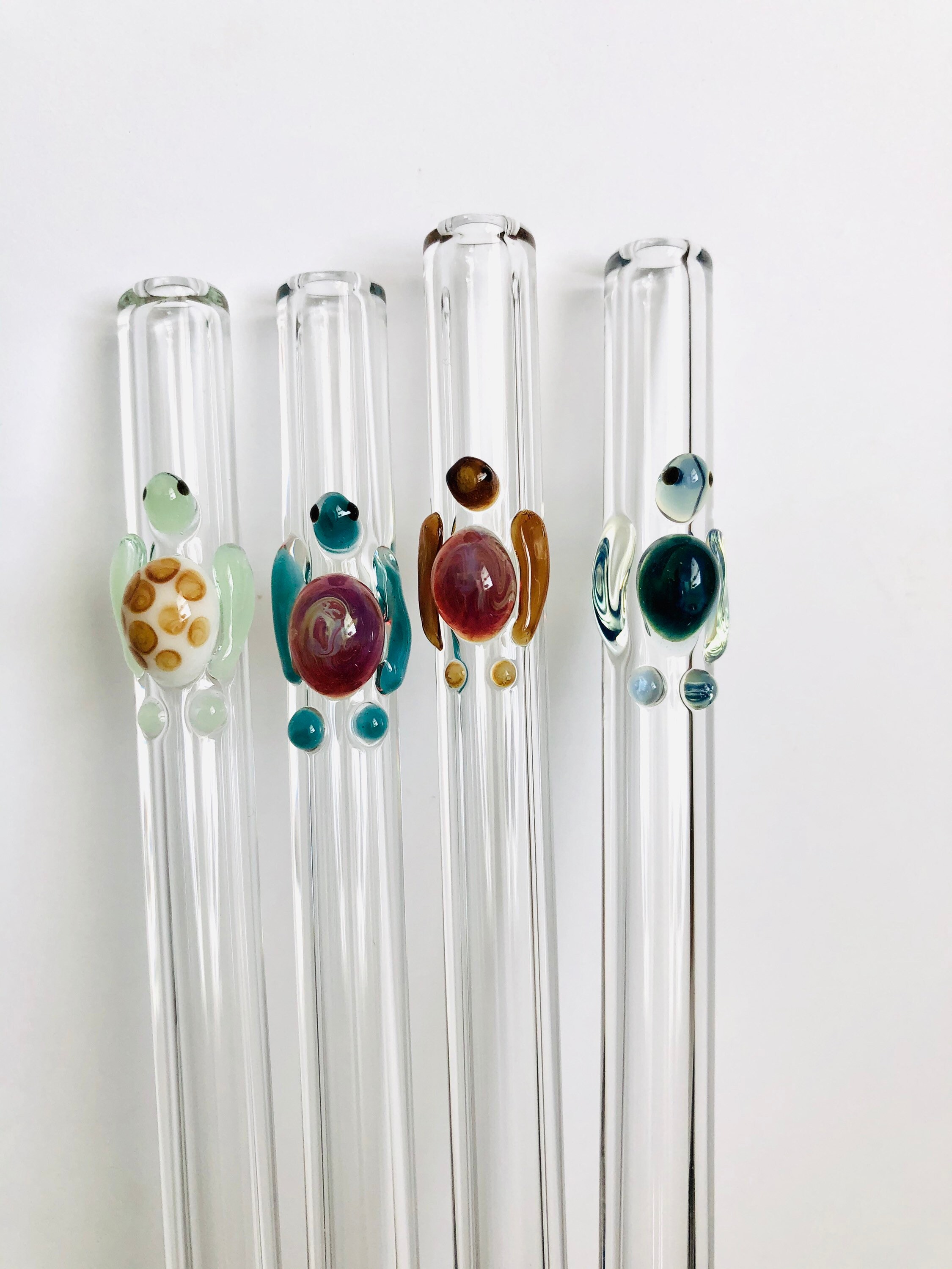 Pack of Turtles Glass Straws - Turtle GLASS STRAW Pack | Reusable ...