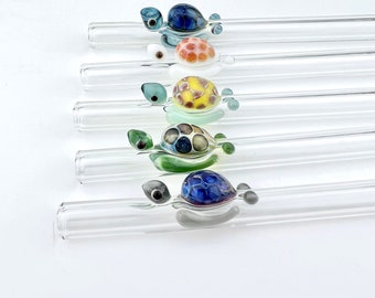 Sea Turtle Love Glass Straw Reusable Lifetime Guaranteed - Etsy
